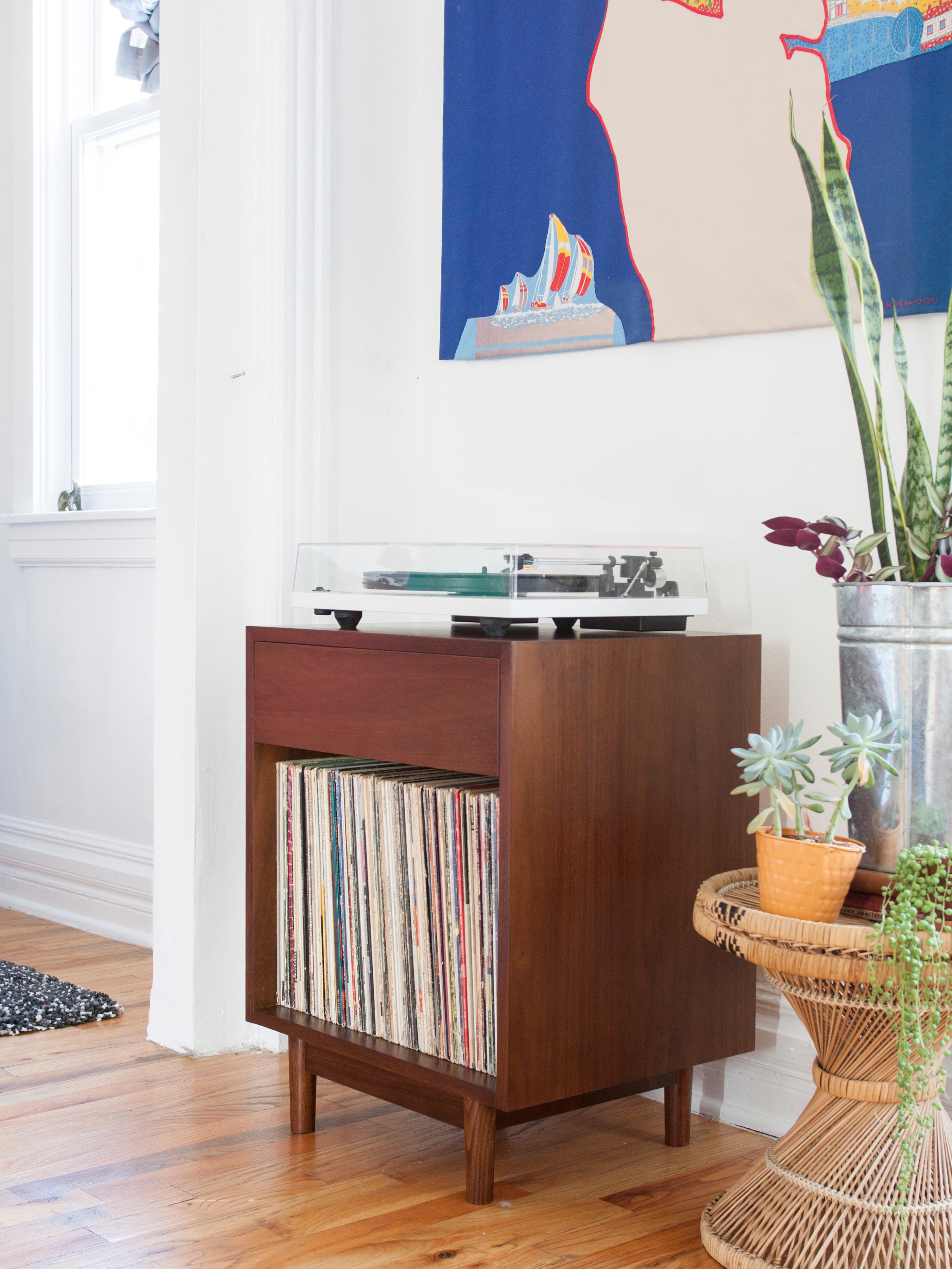 Compact 1 x 1 Record Storage Cabinet for LPs & Turntable | Department Home